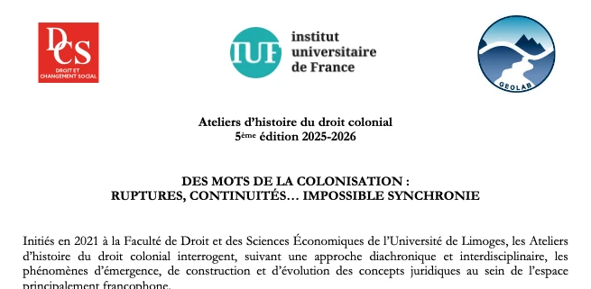 Ateliers d'histoire du droit colonial - 5e éd. - Droit et Changement ...